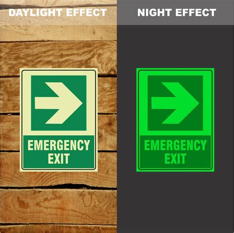 Photoluminescent Emergency Exit Arrow Right Emergency Signs HAZARD SIGNS NZ