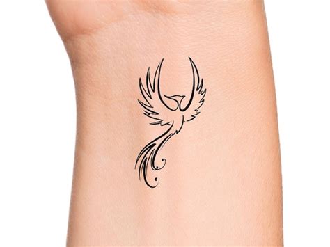 Fine Line Phoenix Temporary Tattoo Etsy