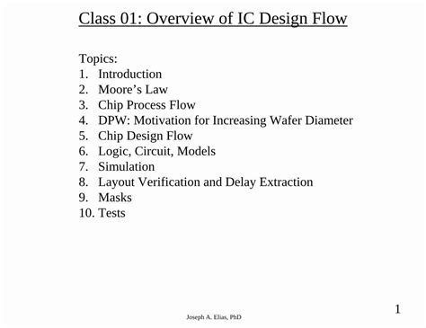 Pdf Class 01 Overview Of Ic Design Floeliaslecturesln01pdf