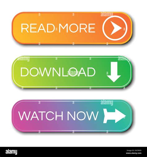 Set Of Three Modern Gradient Buttons With Shadows Read More Buttons Vector Illustration Stock