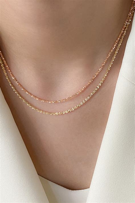 14k 18k 스파클링 체인 목걸이