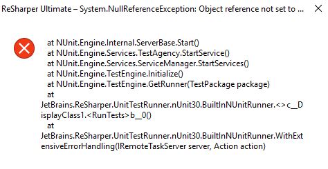 Nullreferenceexception Running Nunit Tests Resharper Support