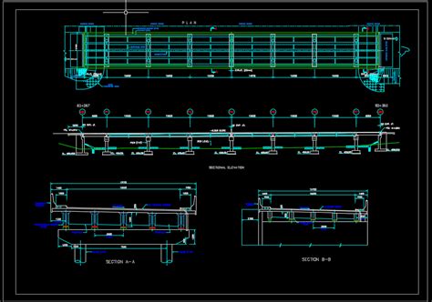 Rcc Bridge Structure Detail Plan And Elevation 2d View Cad Block Layout