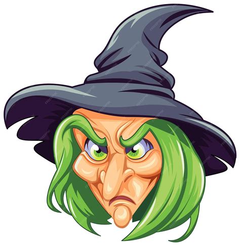 Premium Vector Old Witch Face Cartoon Character
