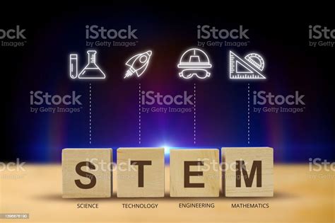 Stem 교육 개념 과학 기술 공학 및 수학 아이콘 스타일 벡터 디자인 일러스트 레이 션 Stem 주제에 대한 스톡 사진 및