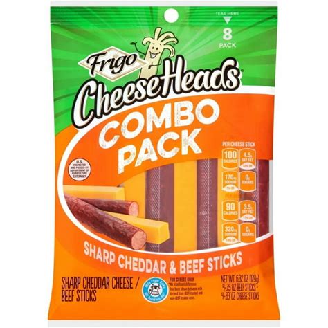 Frigo Cheese Heads Sharp Cheddar And Beef Sticks Protein Snack Combo 6