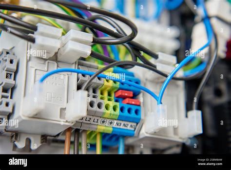 Colorful Wires And Components Connected To Terminal Block In