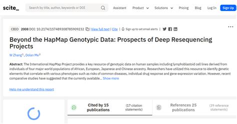 [citation report] beyond the hapmap genotypic data prospects of deep