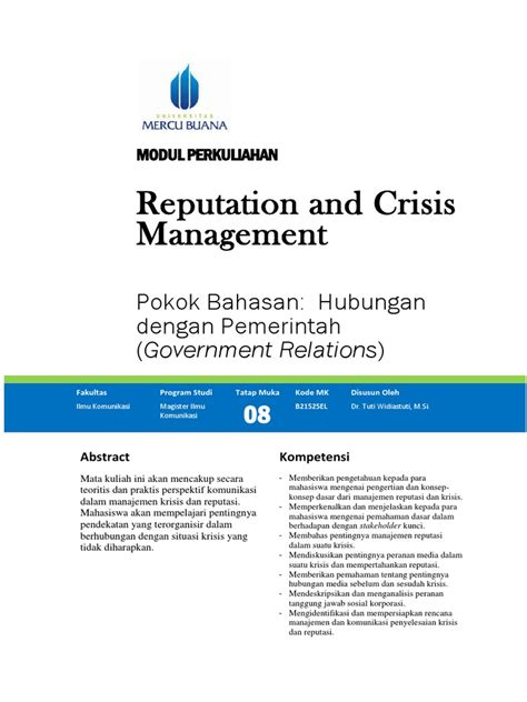 Modul Reputation Crisis Management 08 Pdf