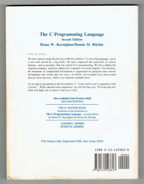 The C Programming Language 2nd Edition By Ritchie Dennis Paperback