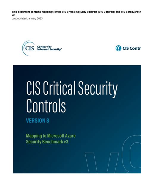 Cis Controls V8 Mapping To Microsoft Azure Security Benchmarkv3 2 202 Pdf Computer Security