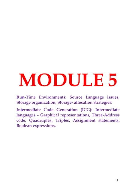 Intermediate Code Optimization Unit 4pdf