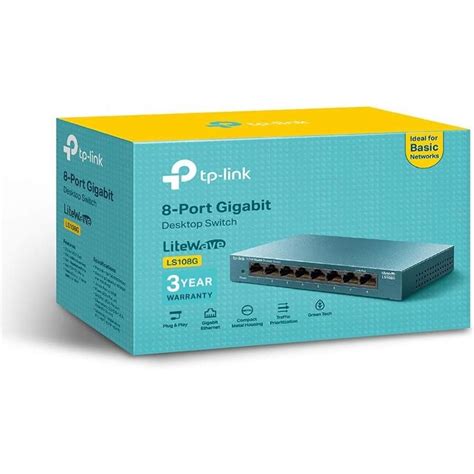 Tp Link Ls108g 8 Port Desktop Wallmount Gigabit Ethernet Switch Hub Network Splitter Steel Case