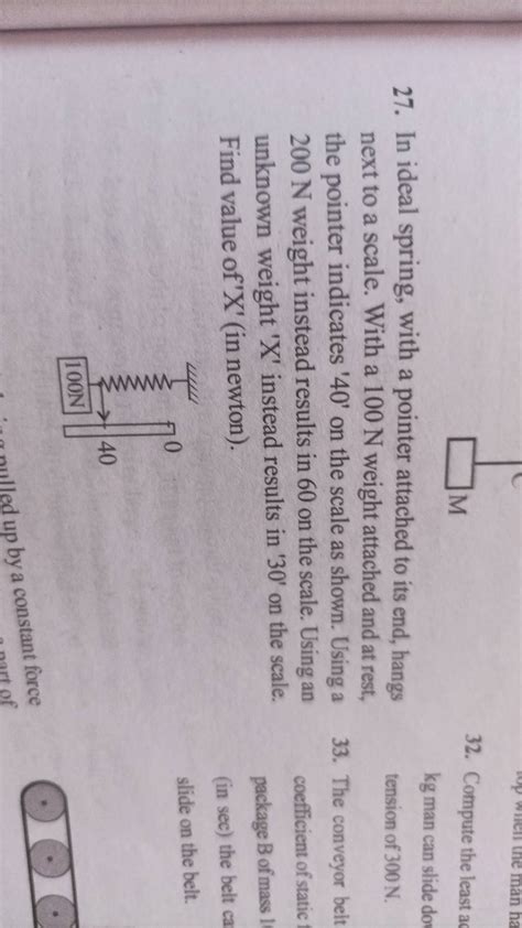 27 In Ideal Spring With A Pointer Attached To Its End Hangs 32 Comput