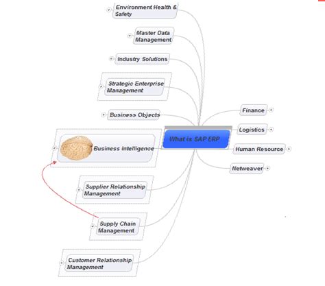 Sap Modules Displayed As Mindmap Sap Erp Mindmap
