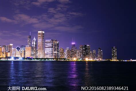 繁华大都市芝加哥夜景摄影高清图片 大图网图片素材