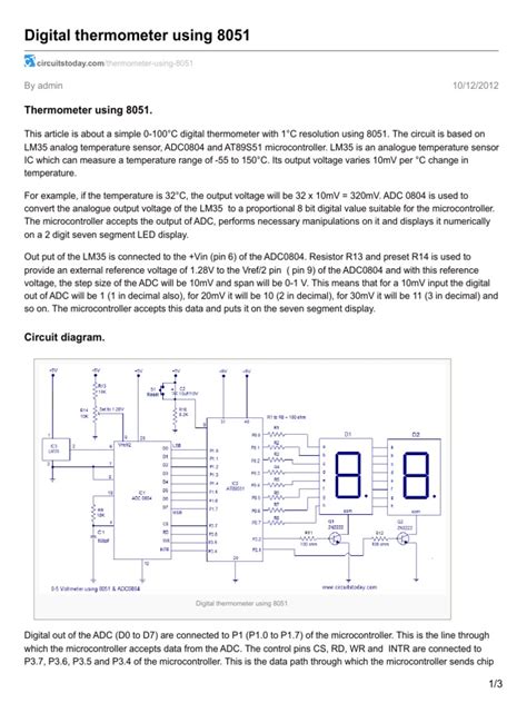 Digital Thermometer Using 8051pdf Analog To Digital Converter Microcontroller