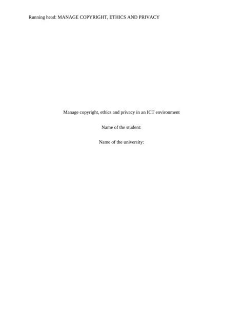 Manage Copyright Ethics And Privacy In An Ict Environment