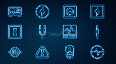 Set Line Electric Circuit Scheme Audio Jack Electrical Outlet Light Switch Measuring