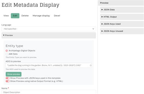 Metadata Display Preview Archipelago Documentation