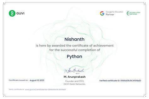 nishanth selvam on linkedin python programming certification