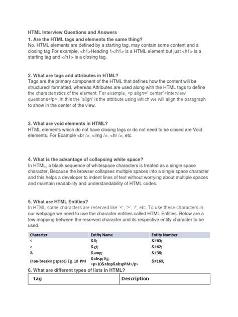 Html Interview Download Free Pdf Html Element Html