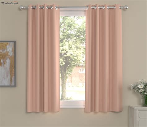 Buy Solid Pack Of 2 Black Out Window Curtains 5 Feet Peach At 30 Off Online Wooden Street