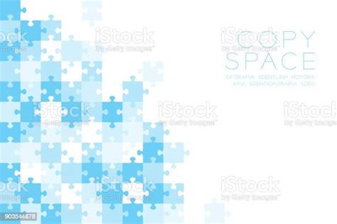 직소 퍼즐 블루 컬러 일러스트 패턴 복사 공간 벡터 Eps10와 흰색 배경에 고립 0명에 대한 스톡 벡터 아트 및 기타 이미지