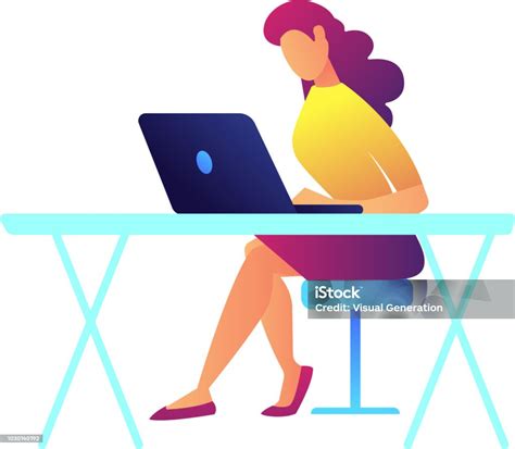 노트북 벡터 일러스트 레이 션 작업 하는 여성 프로그래머 개념에 대한 스톡 벡터 아트 및 기타 이미지 개념 경관 경영자