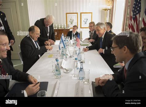 Secretary Of Defense Chuck Hagel Meets With Israel Defense Minister Ya