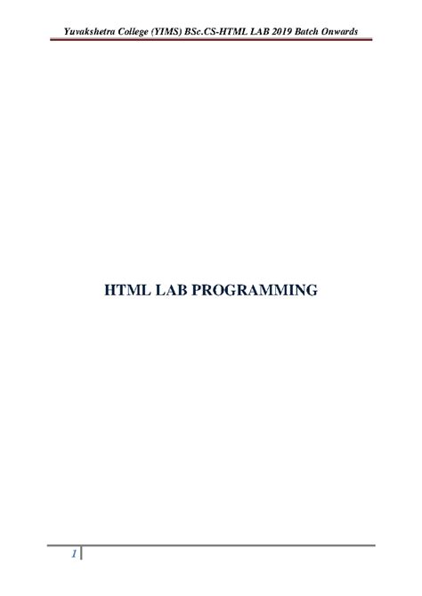 Html Lab Prog Final 19 Html Lab Programming Program 1 Aim Design A