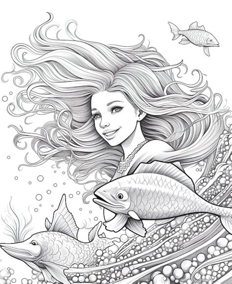 Mermaid Realistic Coloring Pages