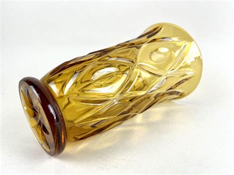 20th Century Art Deco Glass Vase Amber Colored Austria Circa 1920