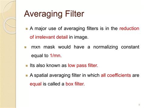 Smoothing Filters In Spatial Domain Pptx
