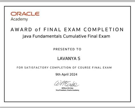 lavanya s on linkedin oracleacademy javafundamentals