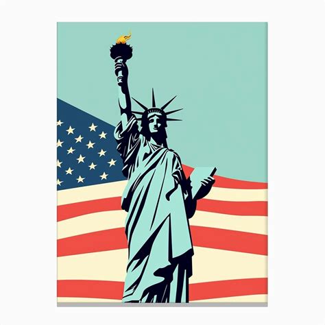 United States Of America Travel Illustration Canvas Print By Wanderwall