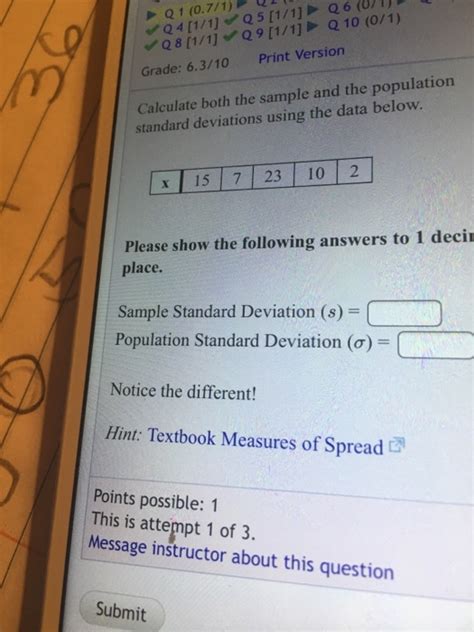 Solved Print Version Grade 6310 Calculate Both The Sample