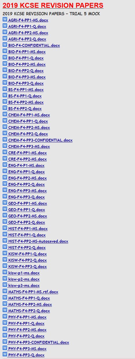 KCSE REVISION PAPERS KCSE REVISION KCSE REVISION PAPERS KCSE REVISION