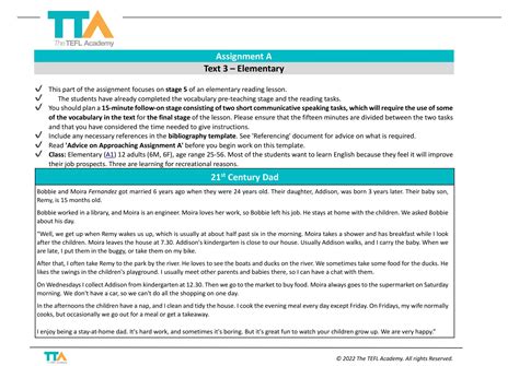 Distinction Pass The Tefl Academy Assignment A Text 3 Elementary