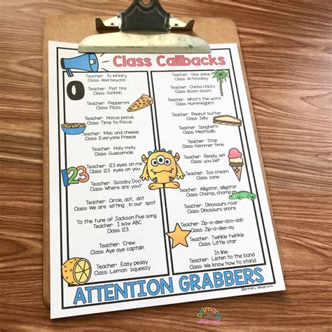 25 Class Callbacks Attention Grabbers Primary Playground