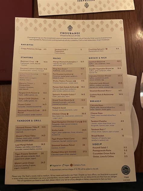 Menu At Chourangi Restaurant London