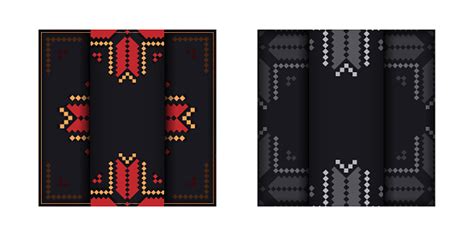 텍스트와 빈티지 장식품을위한 장소와 초대 카드 템플릿 슬로베니아 장식이 있는 블랙 컬러의 엽서의 고급스러운 벡터 디자인 0명에