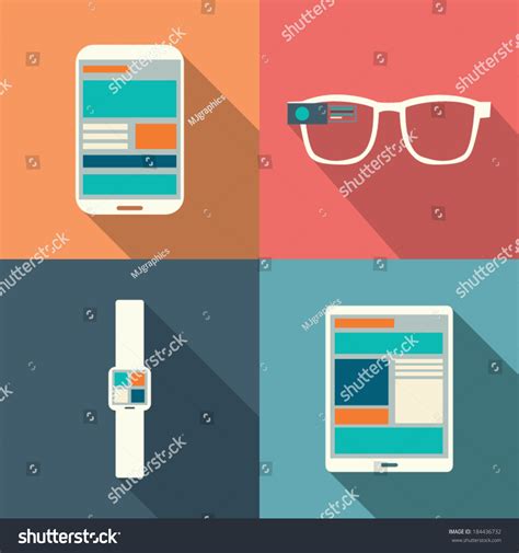 Wearable Technology Devices Smartphone Smart Watch Stock Vector Royalty Free 184436732