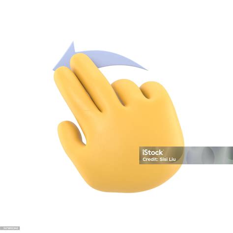 만화 제스처 아이콘 모형터치 스크린 제스처 라인 아이콘3d 그림 두 손 왼쪽으로 스 와이프 만화 캐릭터 손 흰색 배경에 3d 렌더링 3차원 형태에 대한 스톡 사진 및 기타