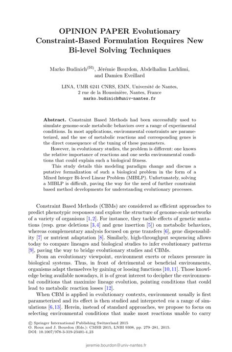 Pdf Opinion Paper Evolutionary Constraint Based Formulation Requires