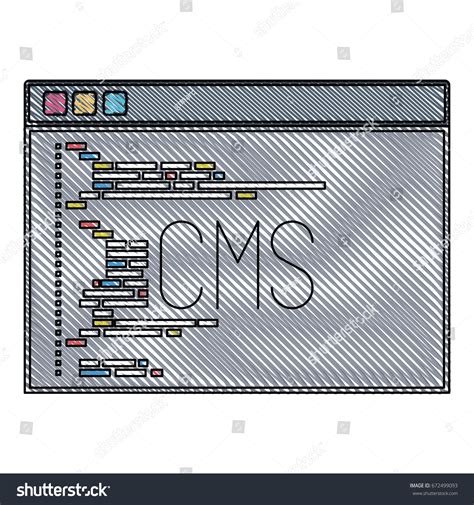 Colored Pencil Silhouette Programming Window Script Stock Vector