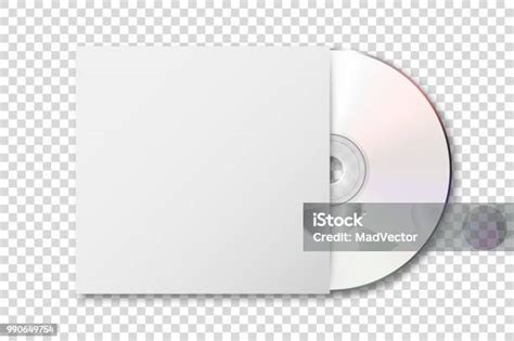 벡터 투명도 격자 배경에 절연 커버 아이콘으로 현실적인 3 차원 흰색 Cd 포장 이랑 그래픽의 디자인 템플릿입니다 상위 뷰 0명에 대한 스톡 벡터 아트 및 기타 이미지