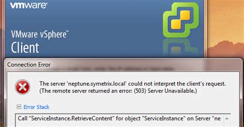 Cant Connect To Vcenter503 Unavailable Virtualization Spiceworks Community