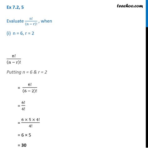 Ex 6 2 5 Evaluate N N R When N 6 R 2 Teachoo