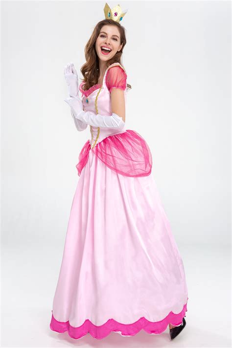 Princess Peach Dress Costume With Gloves And Crown Nalagila